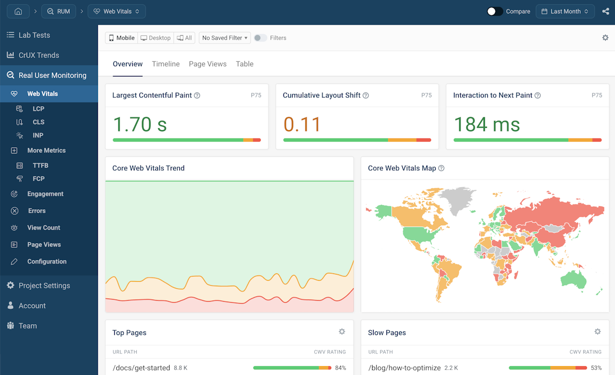 Web Performance And Core Web Vitals Monitoring | DebugBear